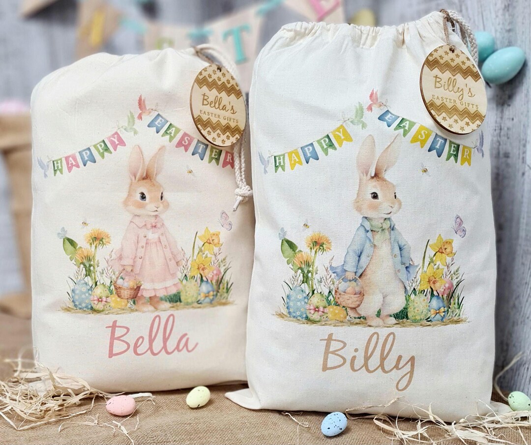 Personalised Easter Treat Bag for Kids Children | Egg Hunt Basket Add ...