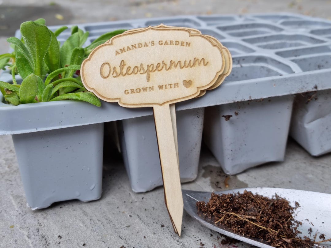 Wooden Plant Marker, Personalised Garden Plant Stake, Custom Plant ...