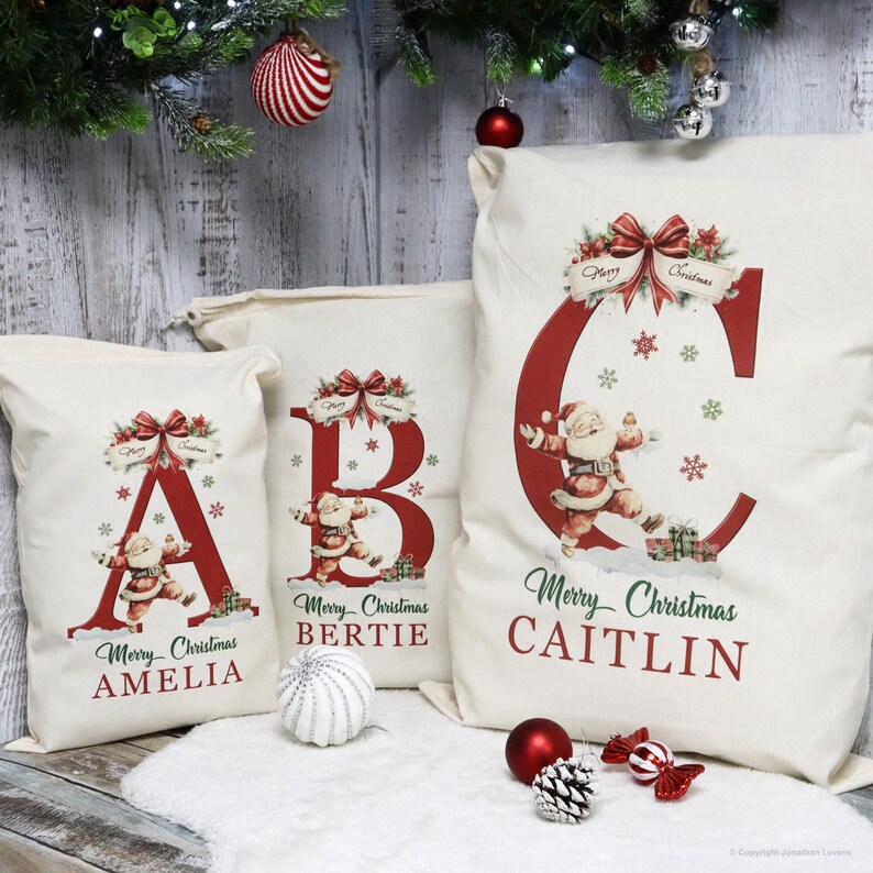 Santa Sack for Kids and Children Add Name Initial | Personalised ...