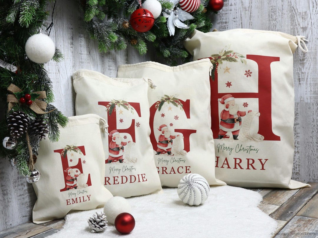 Personalised Santa Sacks, Christmas Stocking, Christmas Sacks, Wooden ...