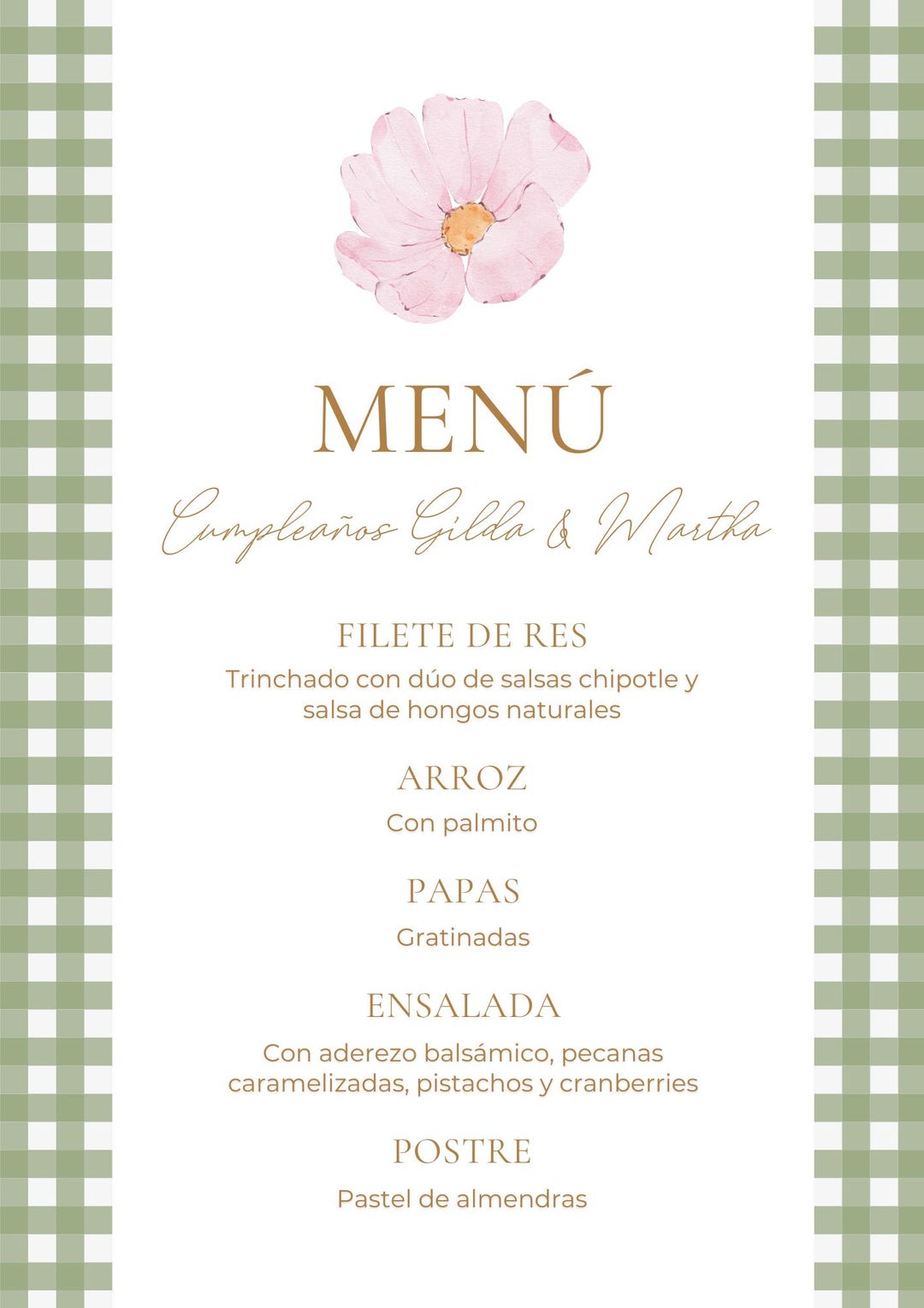 Editable Pink Flower Menu Template | Printable Birthday Menu With ...