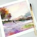 Watercolor Landscape Painting Tree Square Picture Watercolor Autumn ...