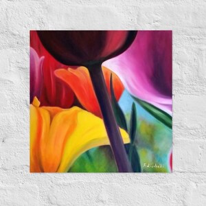 Rainbow Floral Print Tulip Poster 12x12 Inch Square Poster - Etsy
