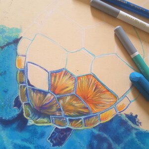 Turtle Painting for Nursery, Soft Pastel Painting Original, Tortoise ...