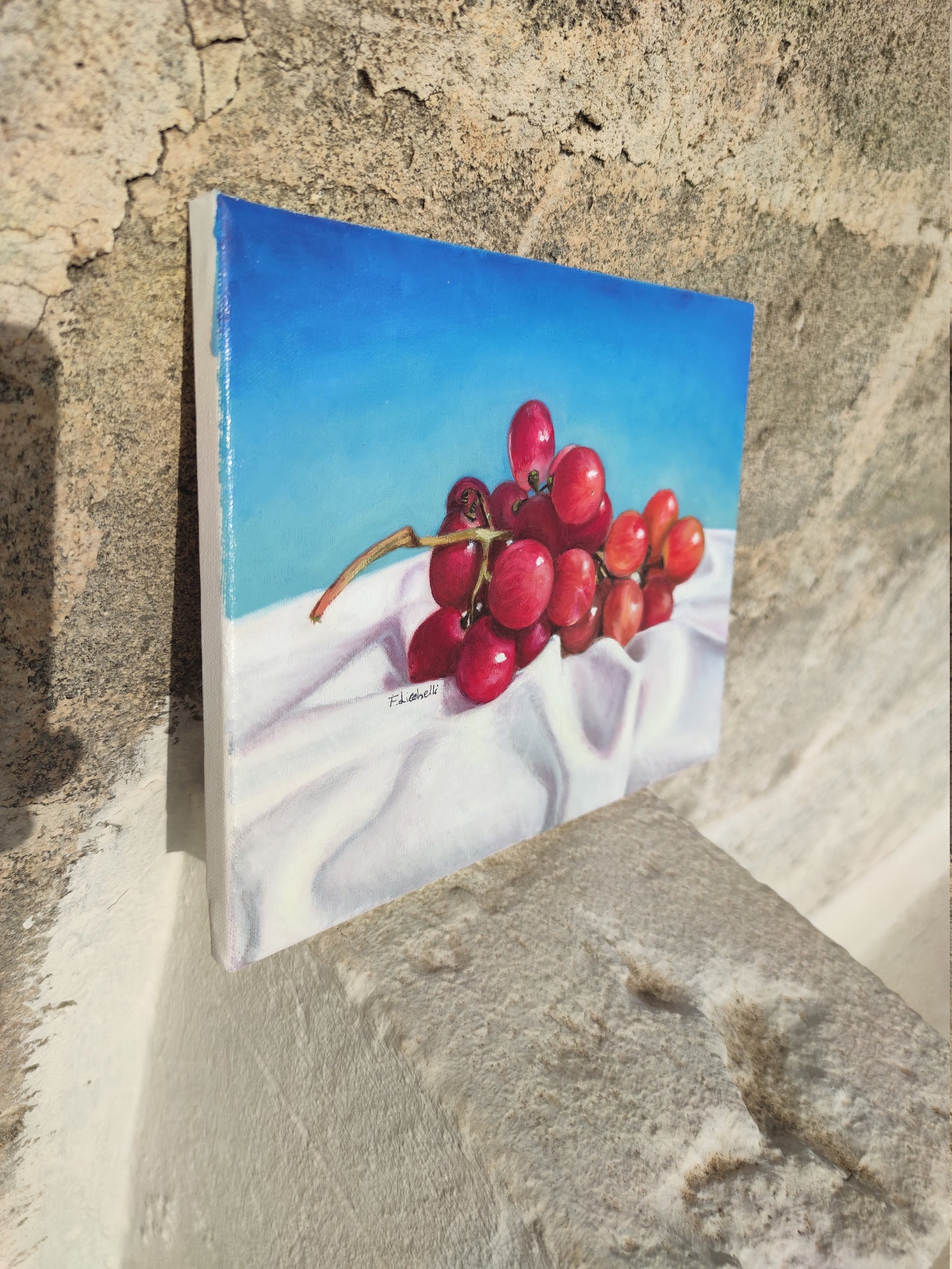 Red Grapes Painting Original Oil on Canvas 30x24 Cm Still Life Painting ...