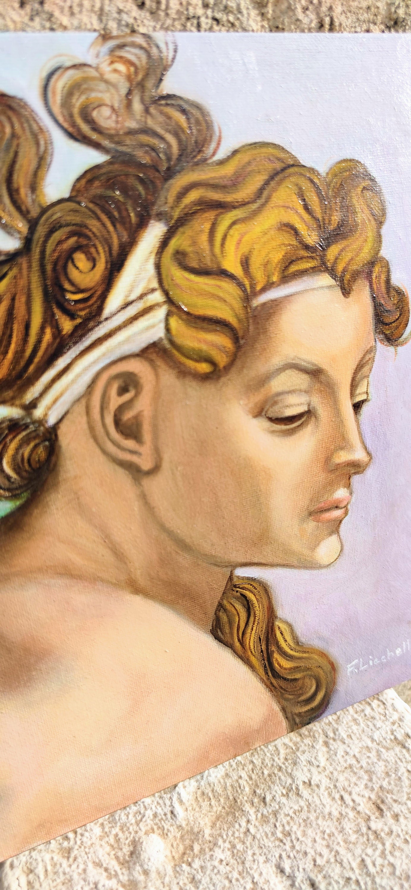 Michelangelo Sistine Chapel Ignudo Detail Oil on Canvas Board Original ...