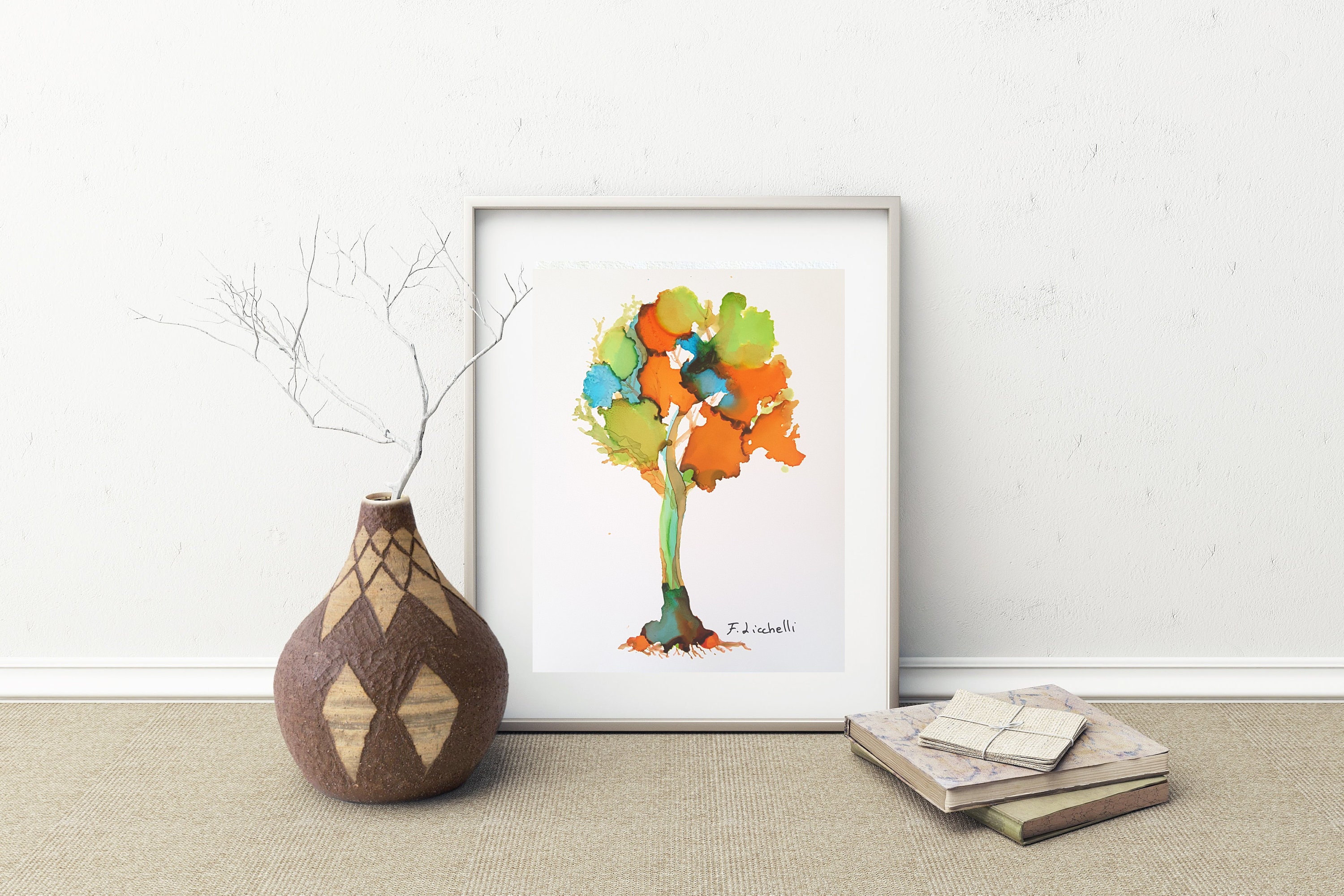 Tree Ink Painting Colorful Tree Original Painting Alcohol Ink - Etsy