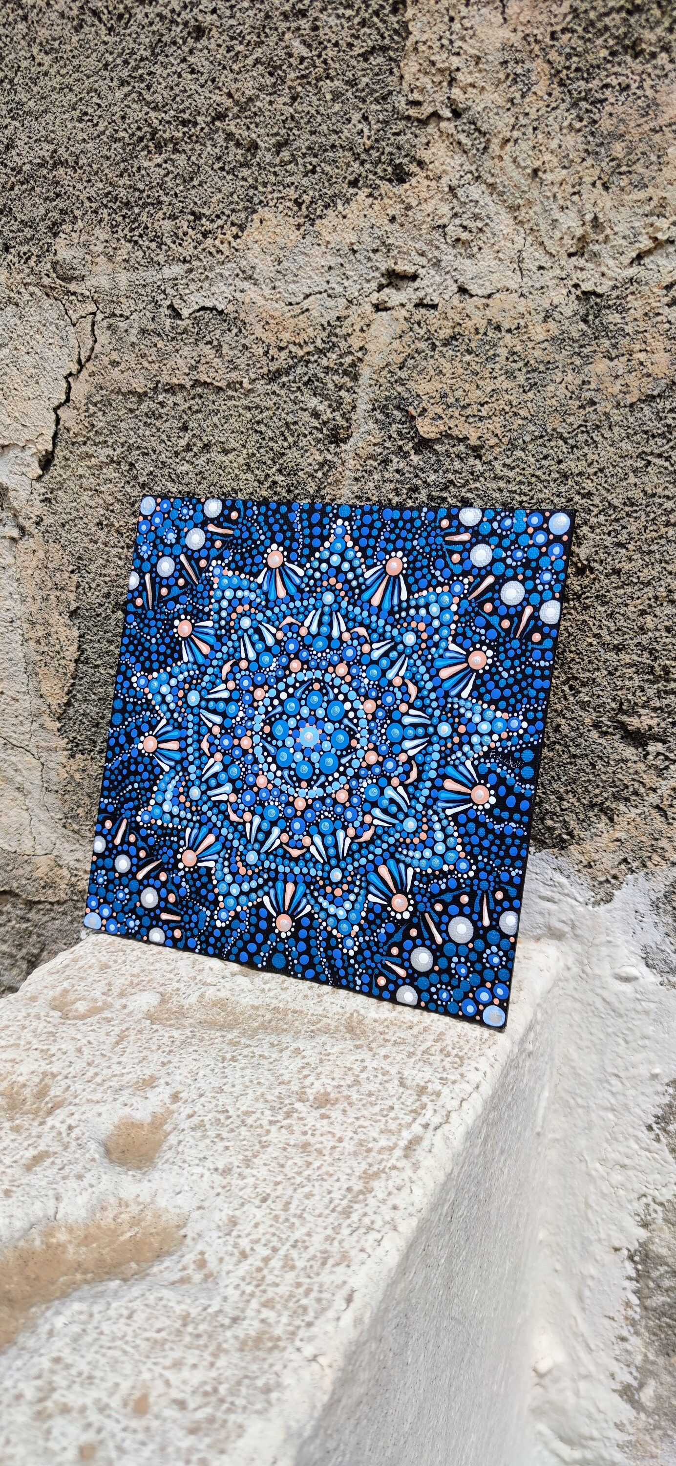 Blue Dot Mandala Original Painting Acrylics on Canvas Board Mandala ...