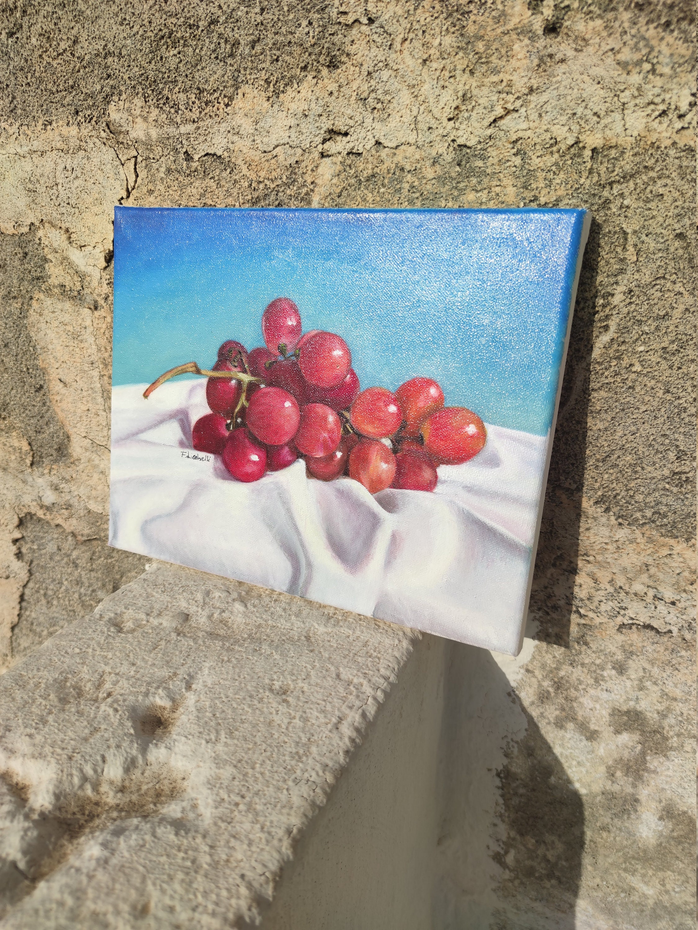 Red Grapes Painting Original Oil on Canvas 30x24 Cm Still Life Painting ...