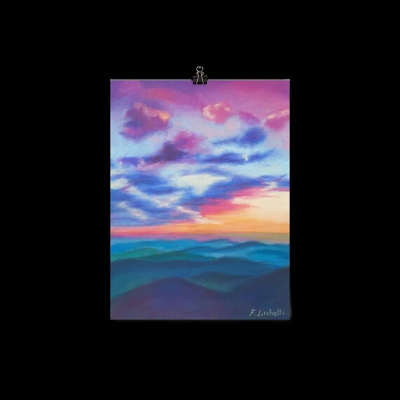 Sunset Poster Landscape Print Original Soft Pastels Drawing - Etsy