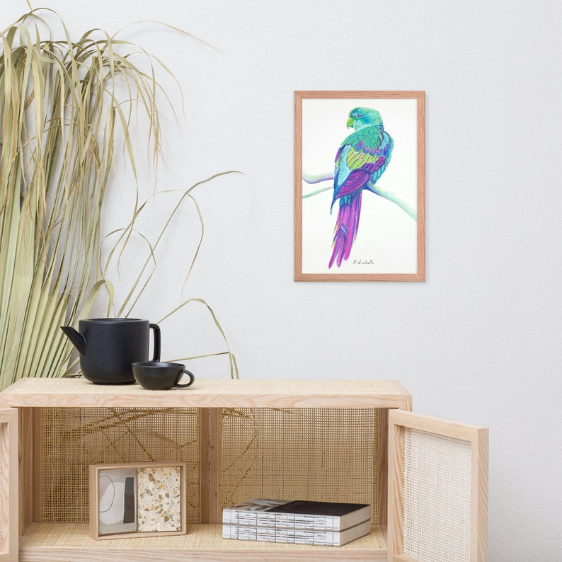 Parrot Original Watercolor Framed Poster Tropical Parrot Print - Etsy