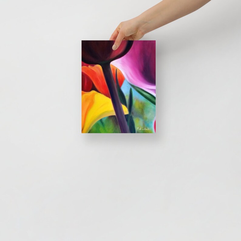 Rainbow Floral Print Tulip Poster 12x12 Inch Square Poster - Etsy
