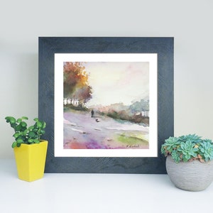 Watercolor Landscape Painting Tree Square Picture Watercolor Autumn ...