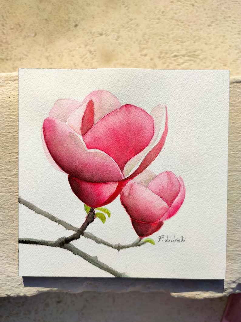 Magnolia Watercolor Original Painting, Magnolia Flowers Watercolor ...