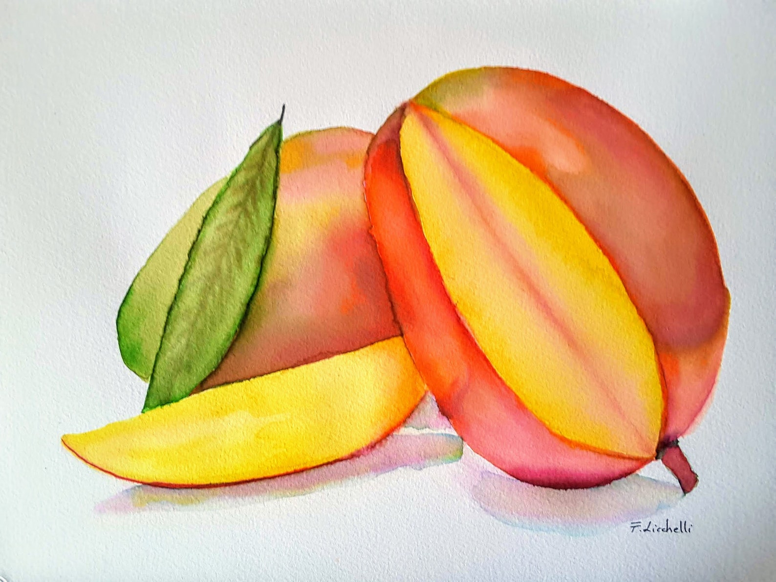 Mango Watercolor Original Painting, Tropical Fruit Painting, Kitchen ...