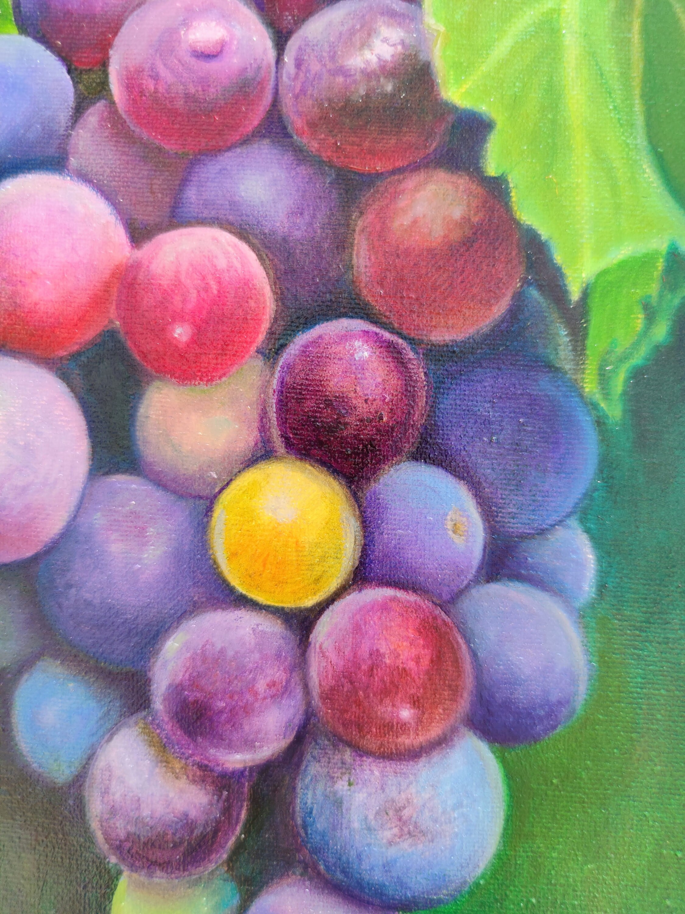 Rainbow Grapes Original Paitning Oil on Canvas Fruit Wall Art Kitchen ...