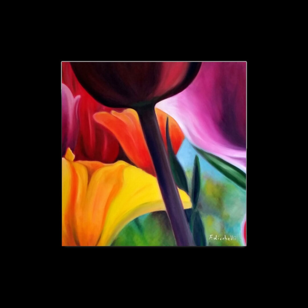 Rainbow Floral Print Tulip Poster 12x12 Inch Square Poster - Etsy