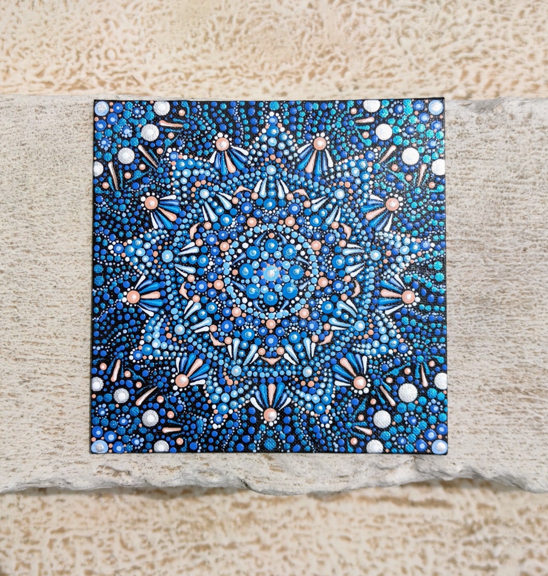 Blue Dot Mandala Original Painting Acrylics on Canvas Board Mandala ...