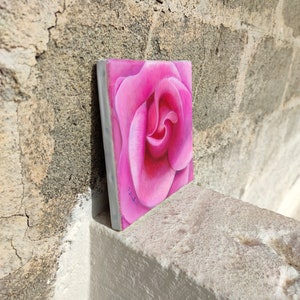 Rose Painting Oil on Canvas, Small Painting Pink Rose Square Canvas Oil ...
