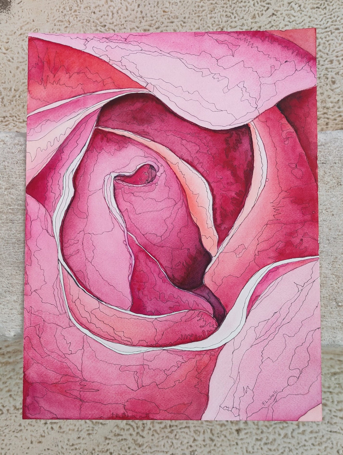 Macro Rose Abstract Red Rose Abstract Watercolor Ink Painting 30x40 Cm ...