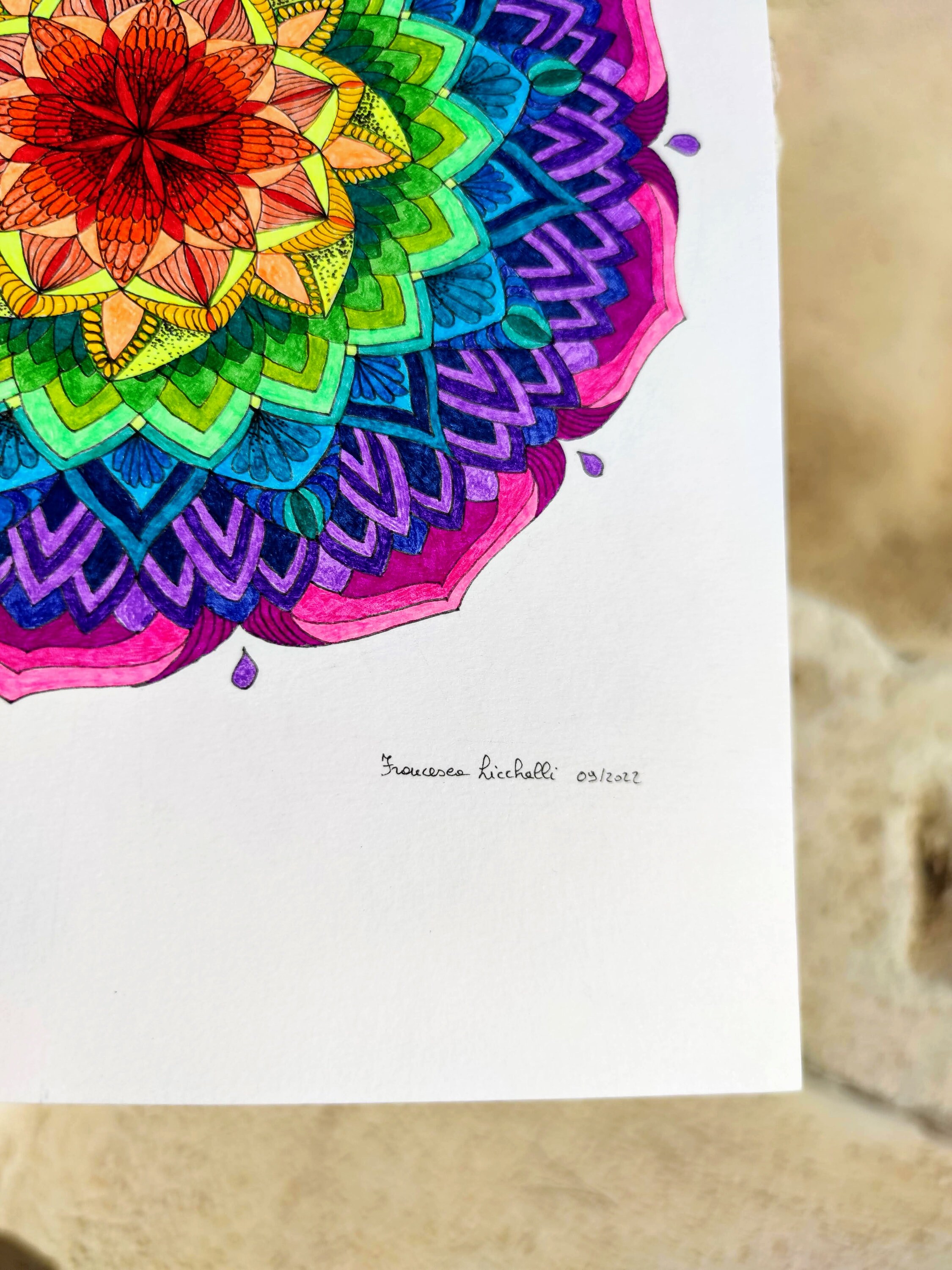 Colorful Mandala Painting Original Drawing Mandala Wall Art Rainbow ...