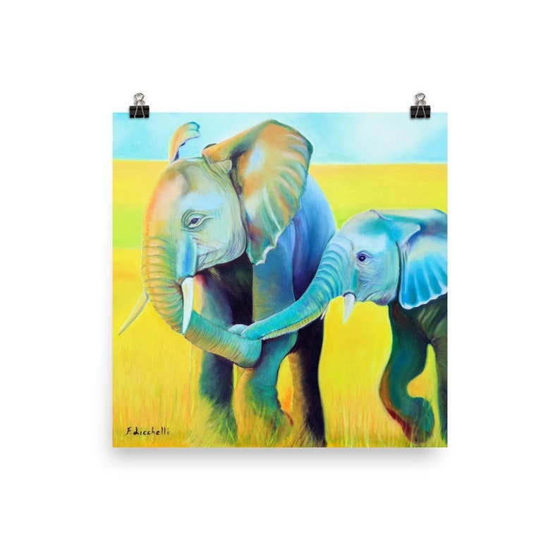 Elephant Poster Print Original Print Elephant Family Nursery - Etsy