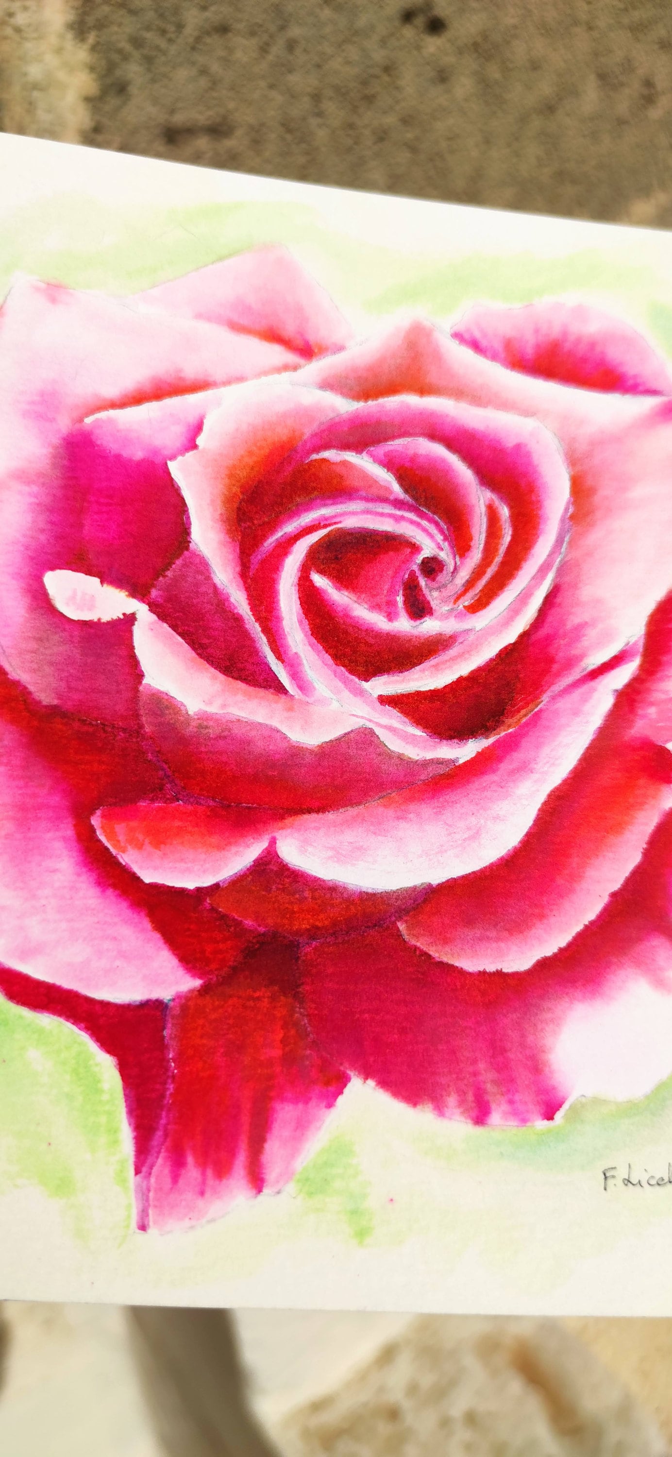 Single Rose Watercolor Original Painting Floral Watercolor Tiny ...