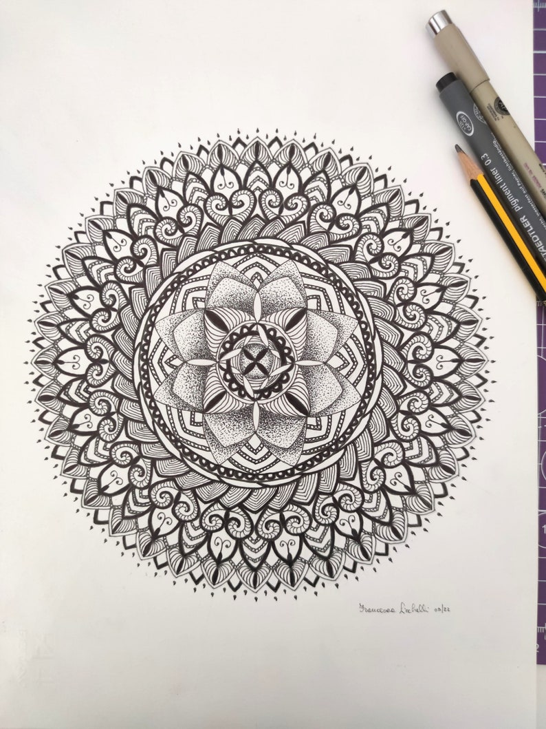 Mandala Drawing Hand Drawing Mandala Original Mandala Picture Sacred ...