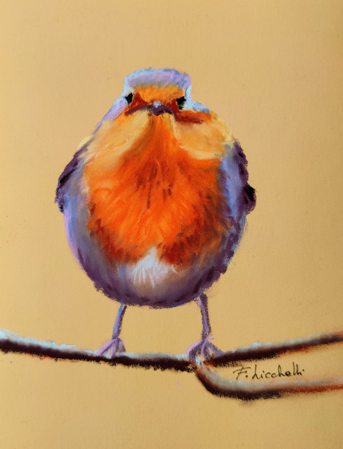 Robin Drawing Soft Pastel Original Small Painting Robin on - Etsy