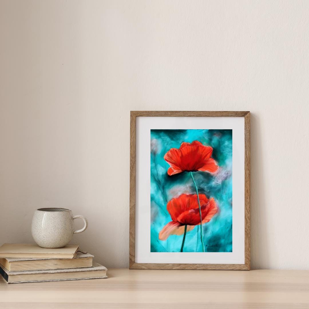 Poppy Painting Poppy Drawing Soft Pastel on Paper Original Floral ...