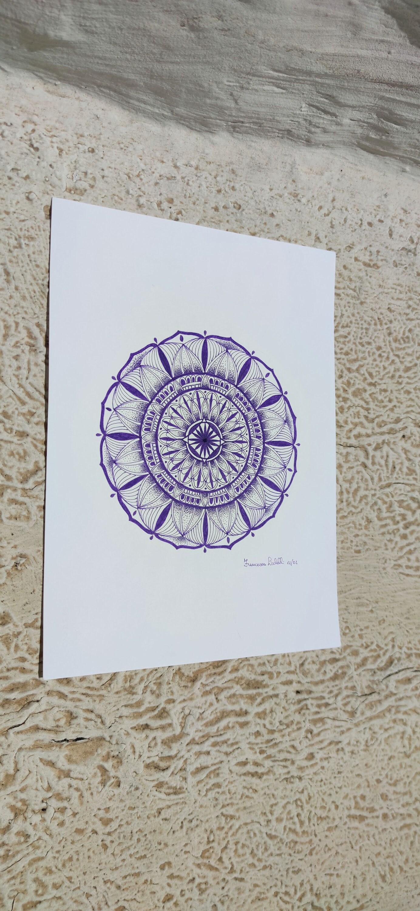 Mandala Ink Drawing Purple Original Mandala Drawing Spiritual Drawing ...
