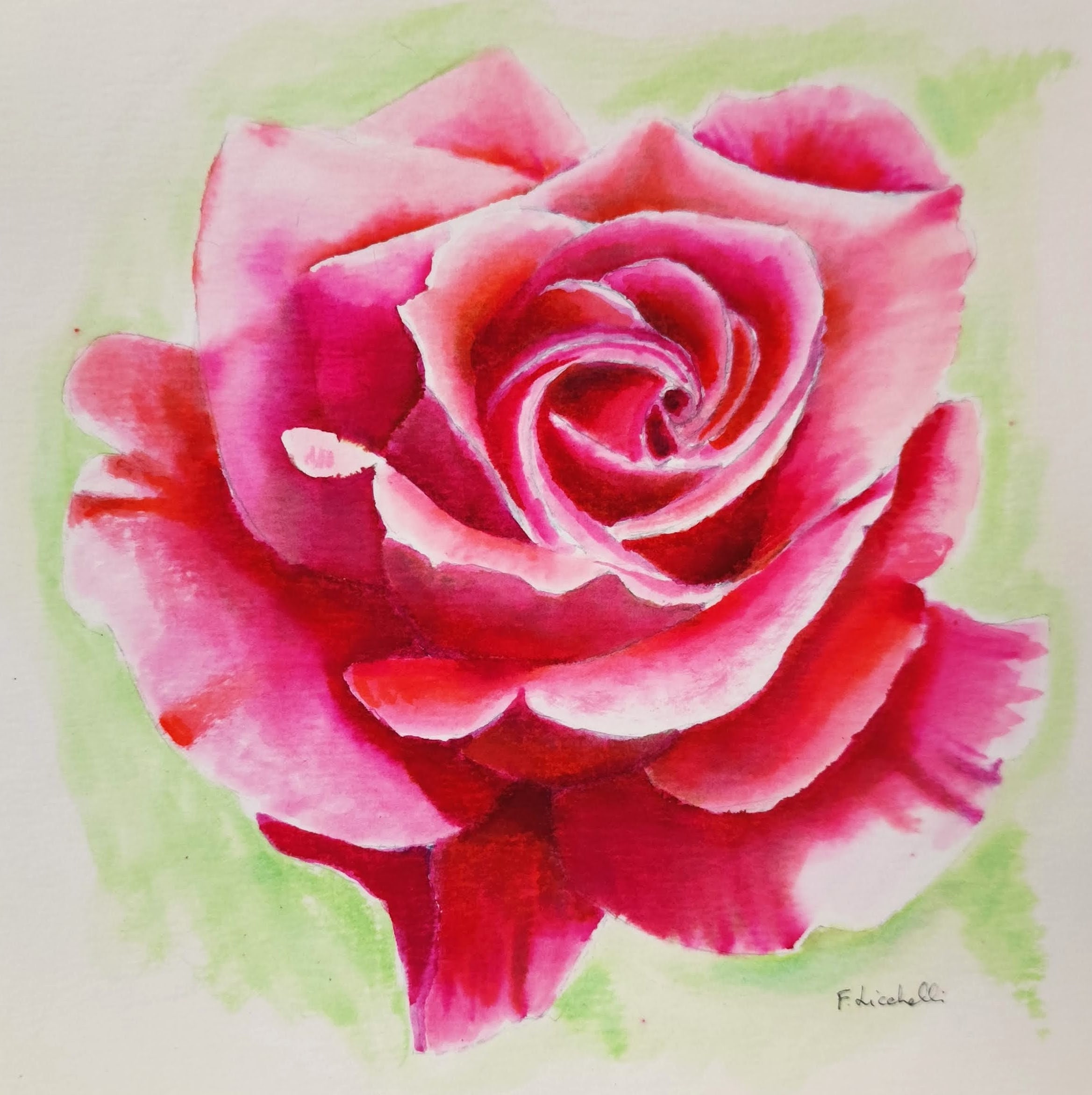 Single Rose Watercolor Original Painting Floral Watercolor Tiny ...