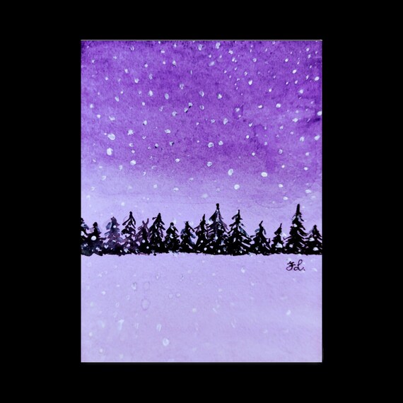 Christmas Poster Original Watercolor Painting 18x24 Inch Snowy - Etsy