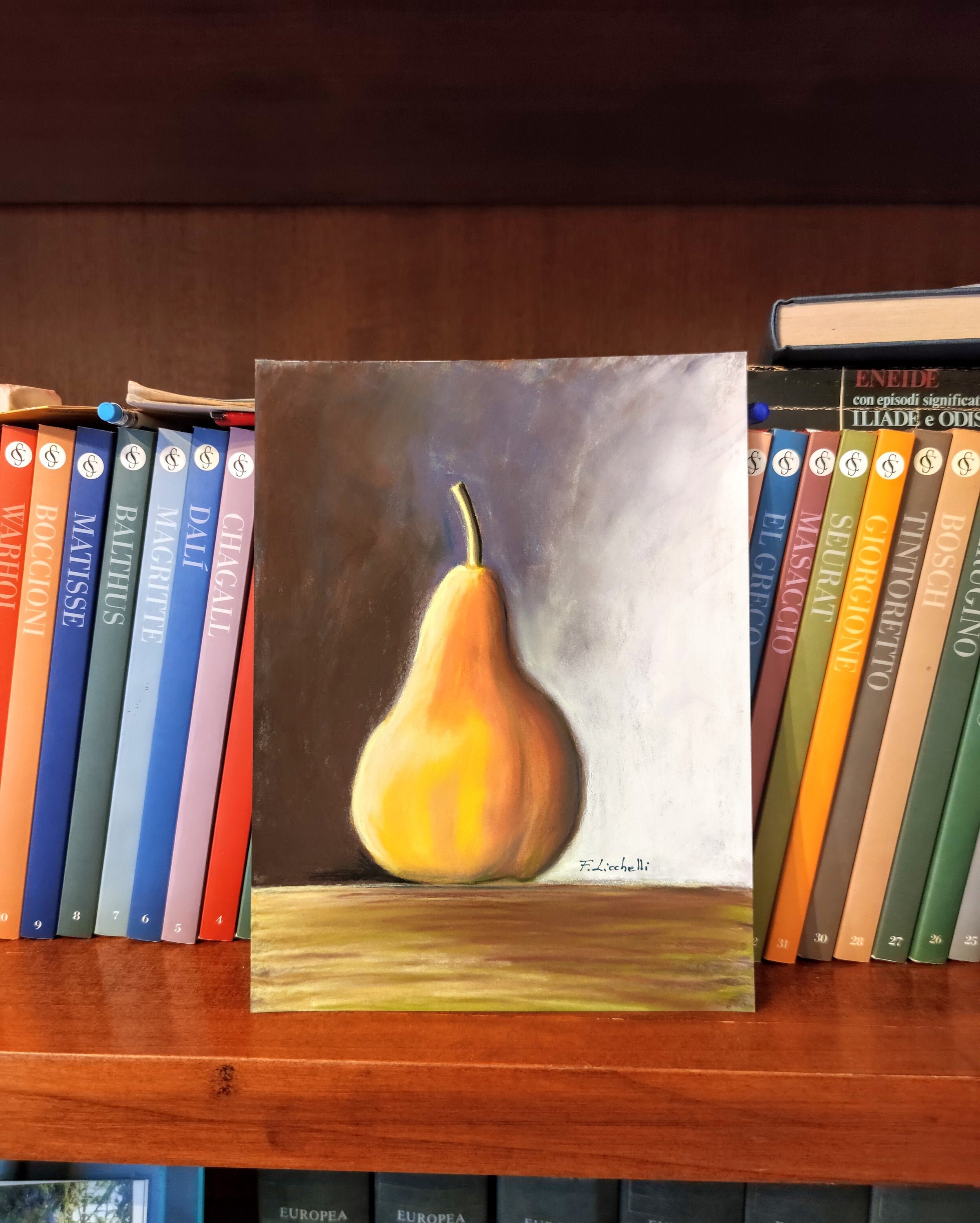 Single Pear Still Life Painting, Soft Pastels on Pastelmat Paper ...