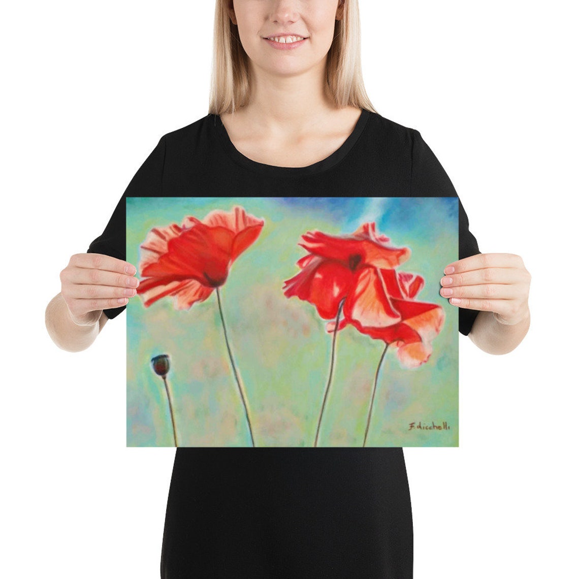 Poppy Fine Art Print Floral Poster Original Drawing Soft - Etsy