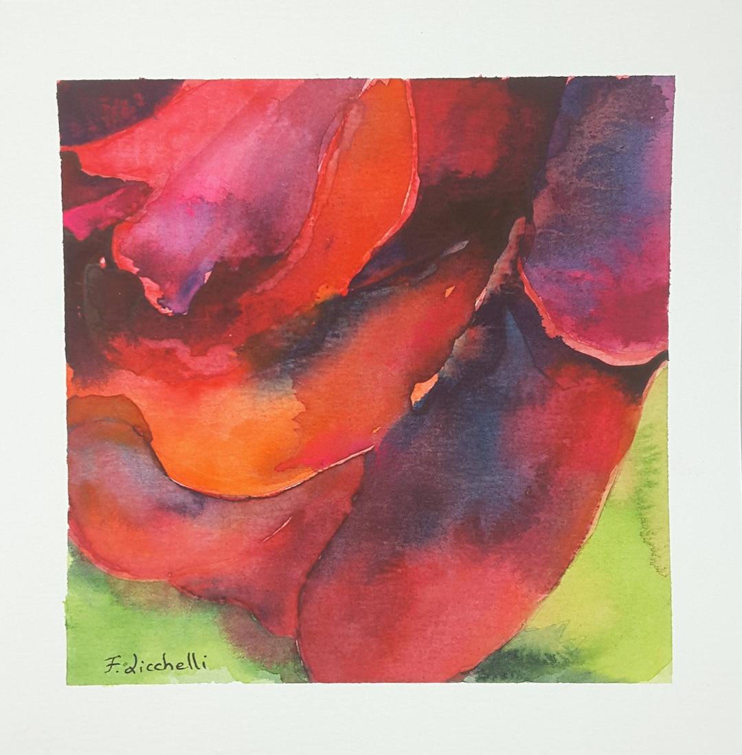Red Rose Watercolor Painting, Original Abstract Watercolor, Floral ...