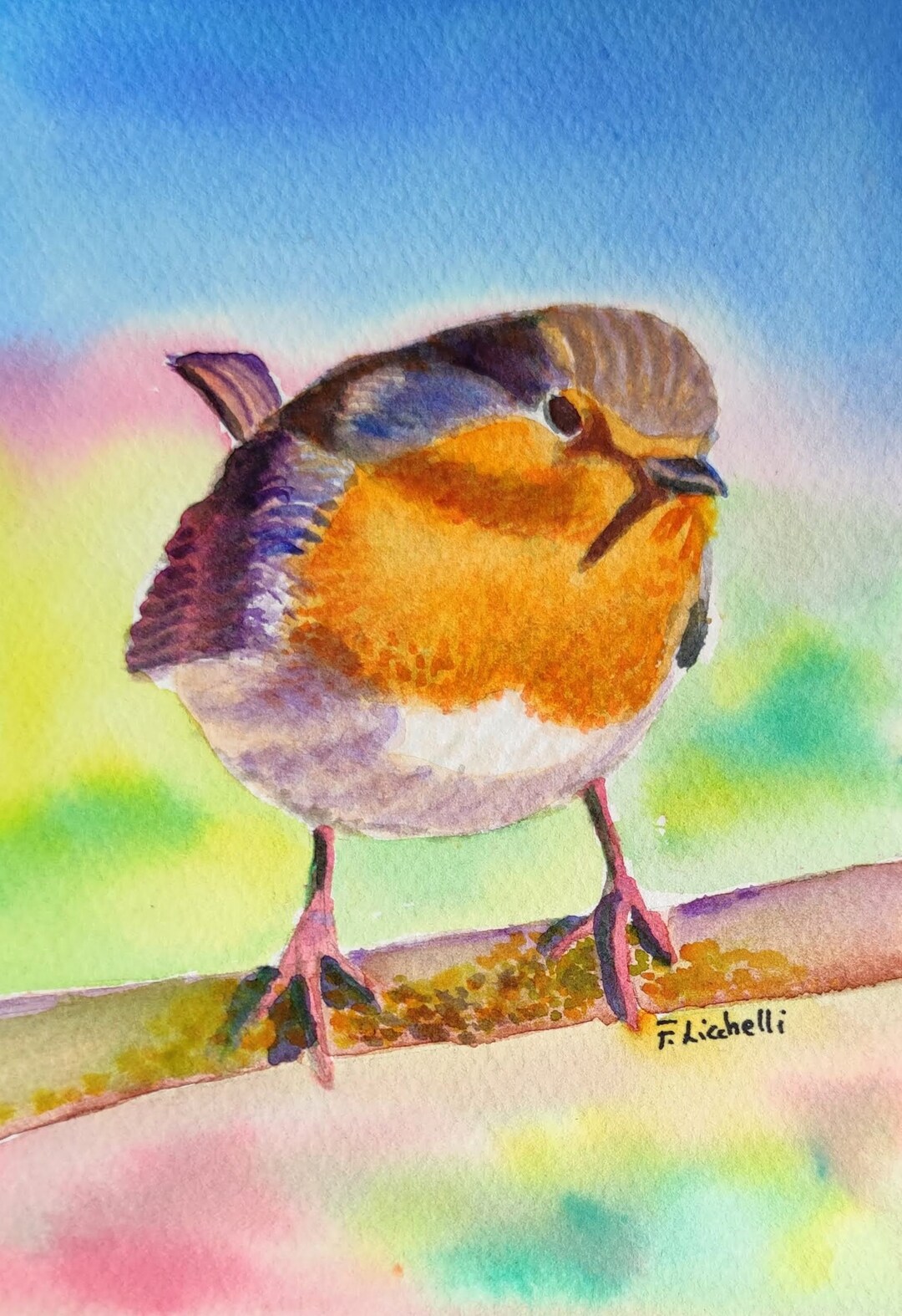 Original Robin Watercolor Painting, 5x7 Small Bird Art, Miniature ...