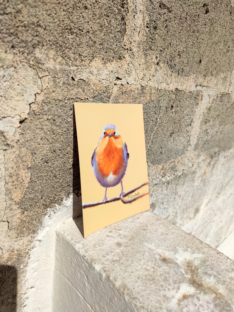 Robin Drawing Soft Pastel Original, Small Painting Robin on the Branch ...