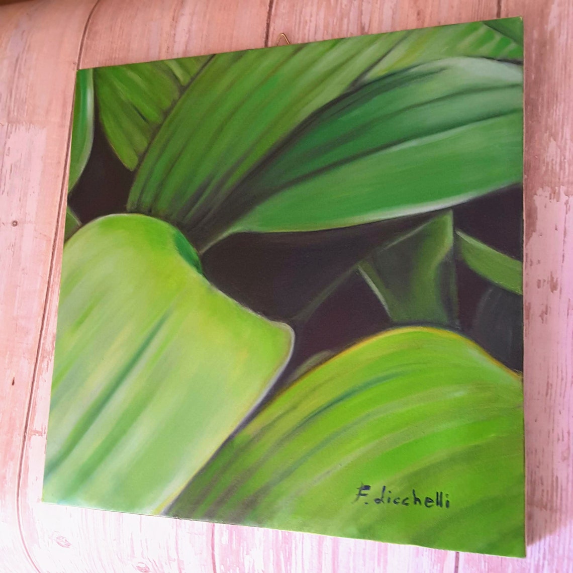 Green Leaves Oil Painting Original Art on Canvas Oil on - Etsy