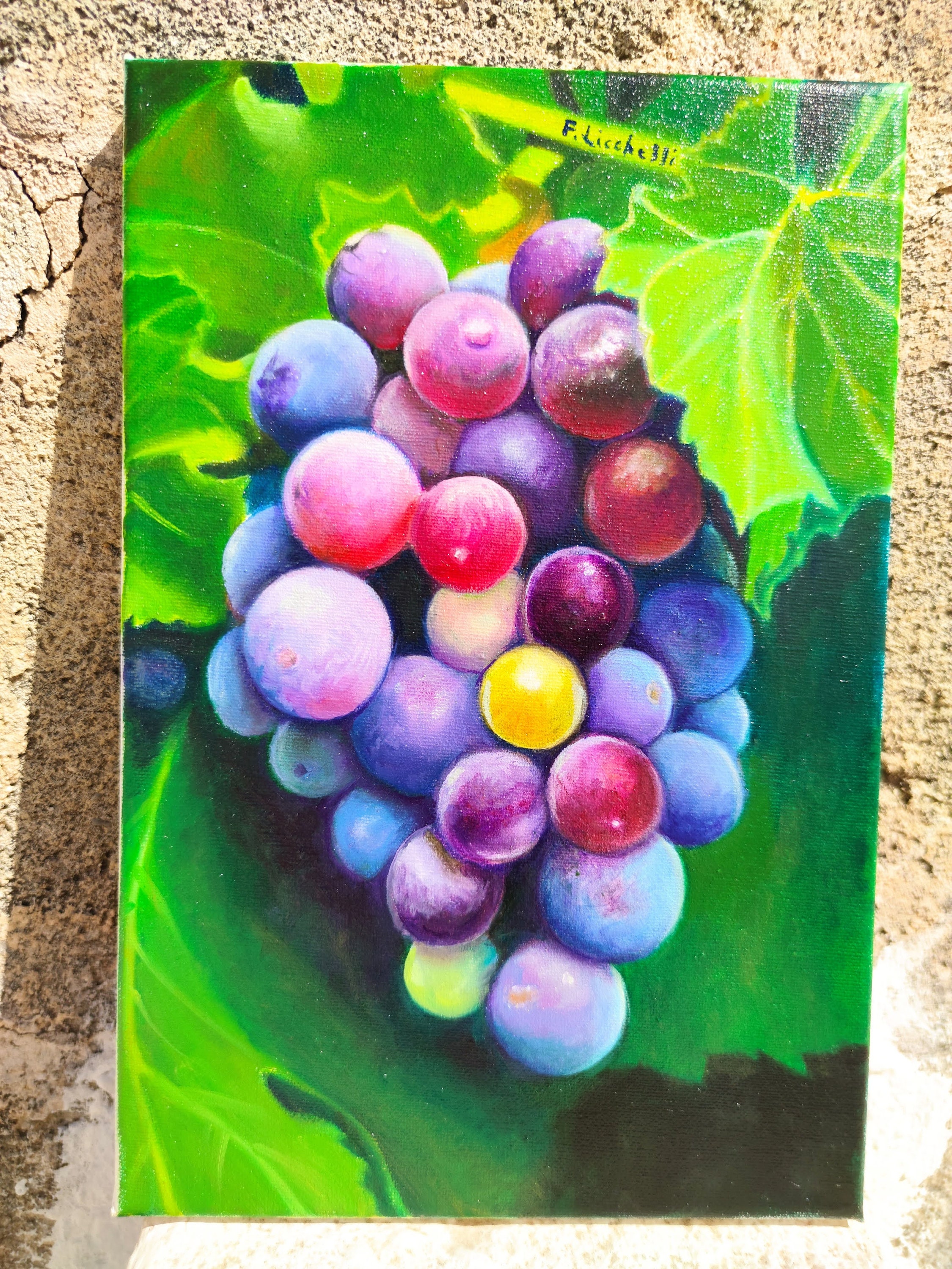 Rainbow Grapes Original Paitning Oil on Canvas Fruit Wall Art Kitchen ...