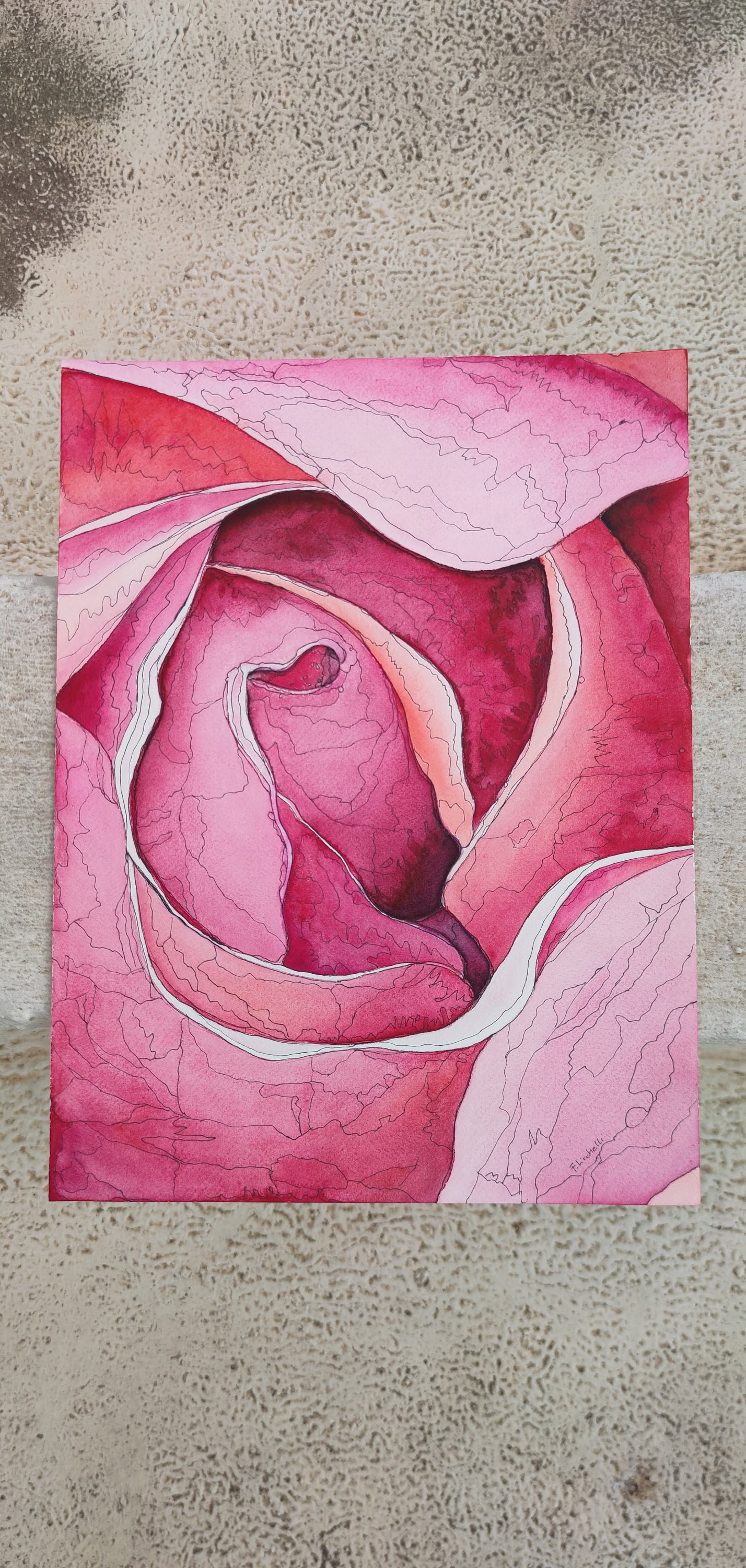 Macro Rose Abstract Red Rose Abstract Watercolor Ink Painting 30x40 Cm ...
