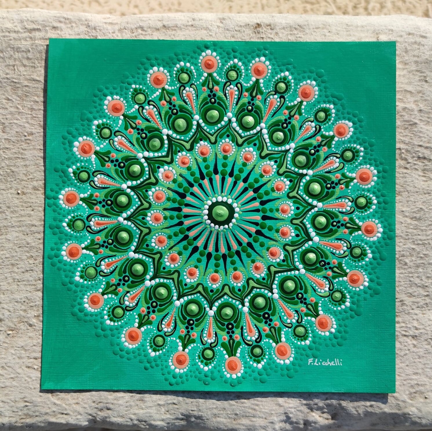 Dot Mandala Square Hand Painted Mandala Dot Mandala Original Mandala ...