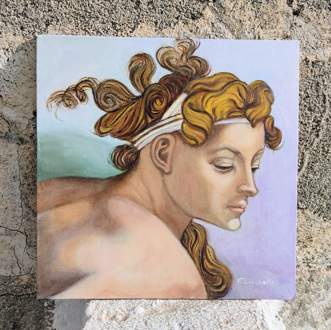 Michelangelo Sistine Chapel Ignudo Detail Oil on Canvas Board Original ...
