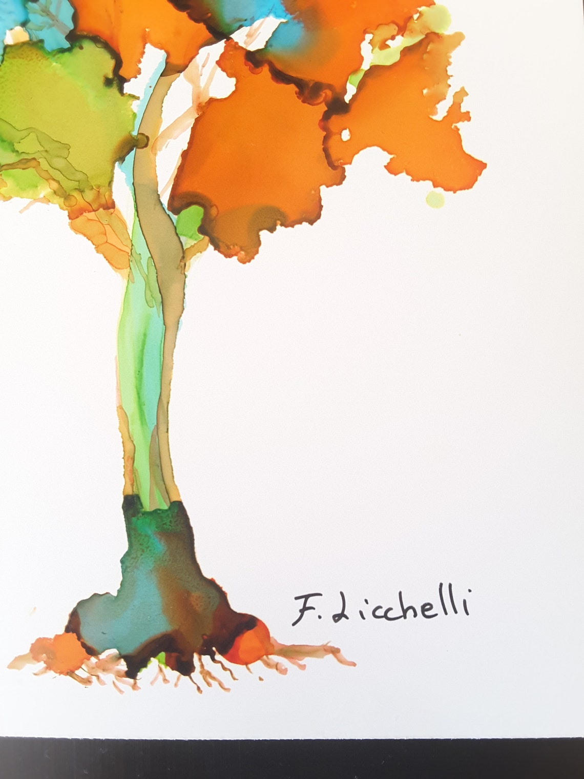 Tree Ink Painting Colorful Tree Original Painting Alcohol Ink - Etsy