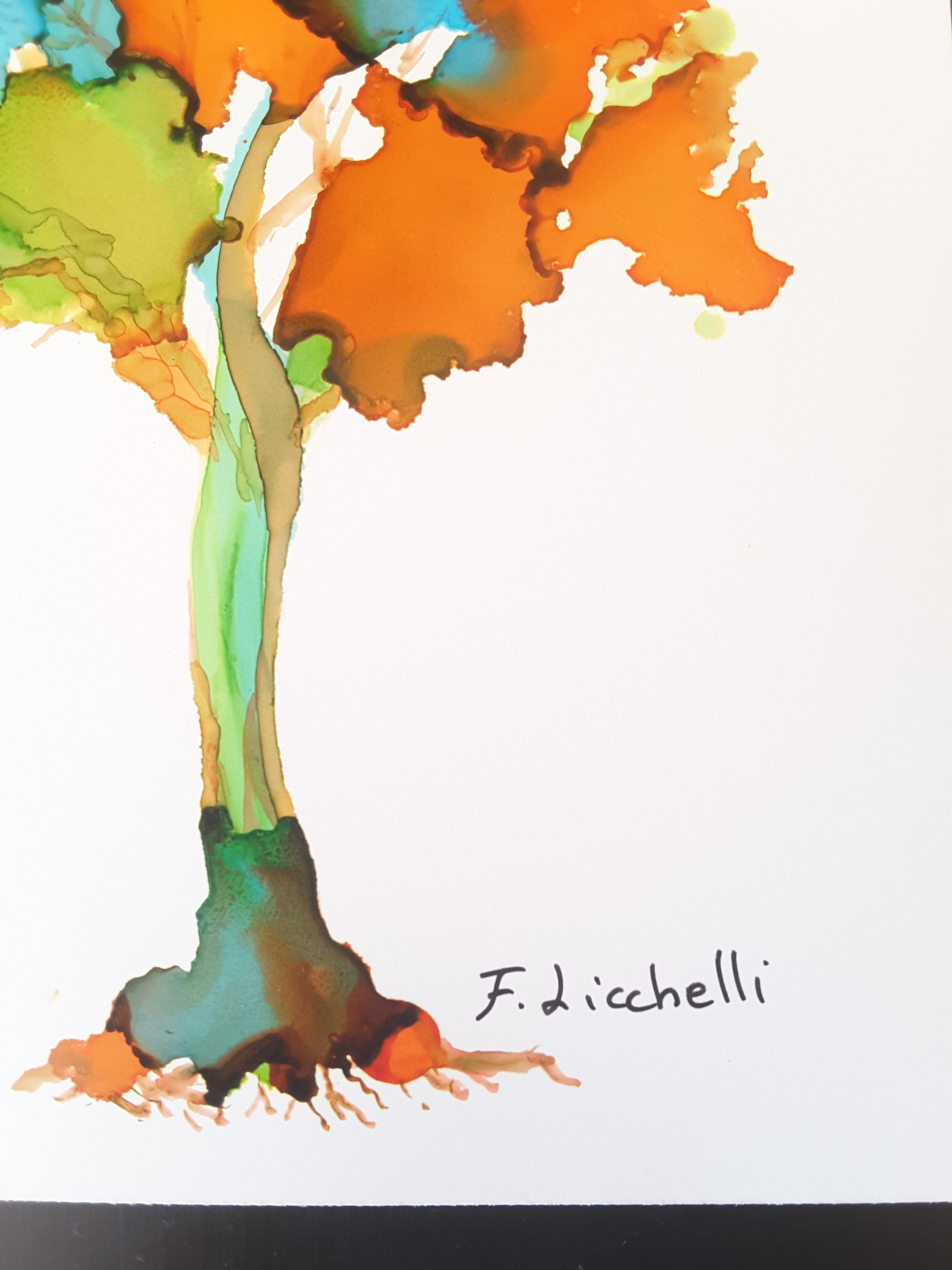 Tree Ink Painting Colorful Tree Original Painting Alcohol Ink - Etsy