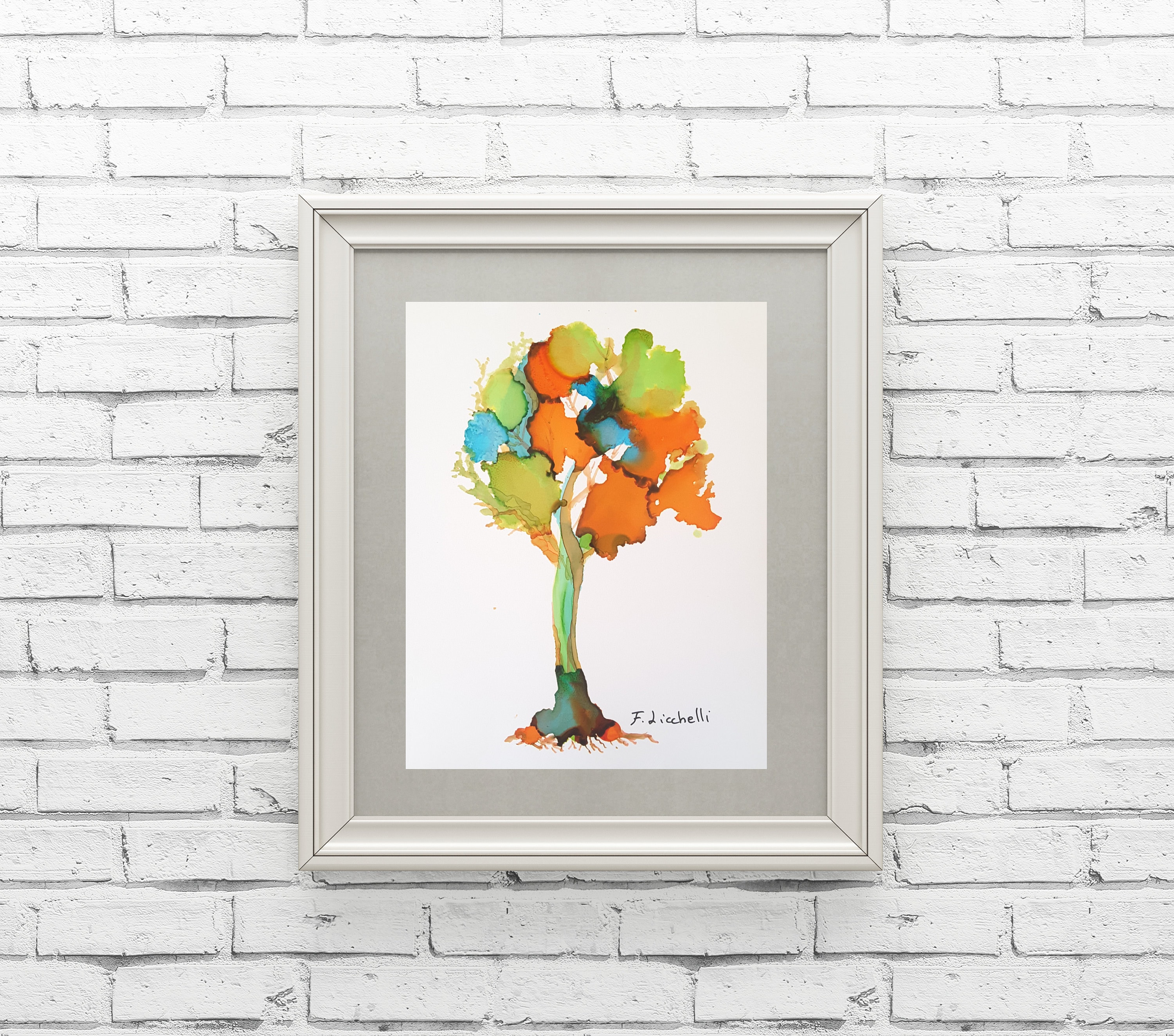 Tree Ink Painting Colorful Tree Original Painting Alcohol Ink - Etsy