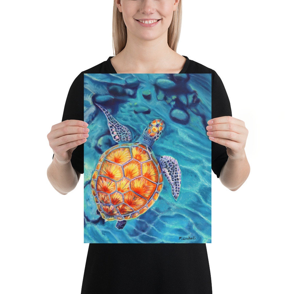 Turtle Poster Original Painting Turtle Print Drawing 12x16 | Etsy