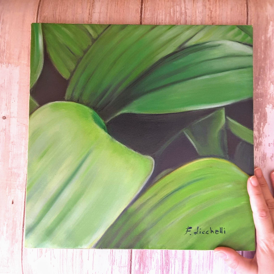 Green Leaves Oil Painting Original Art on Canvas Oil on - Etsy