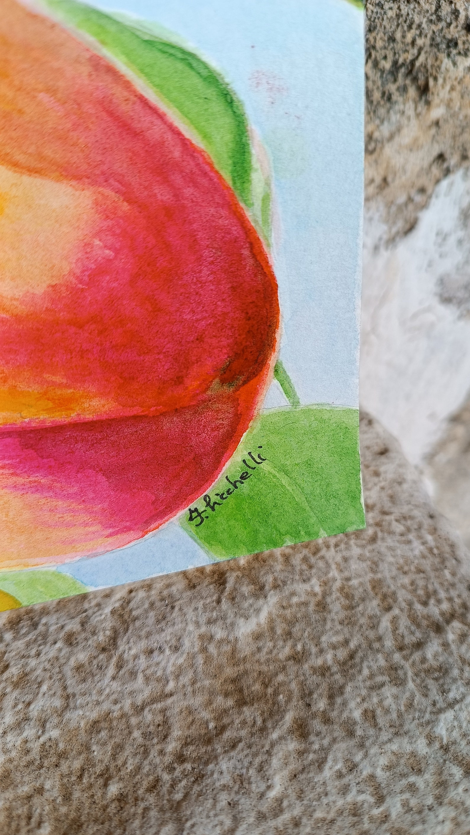 Peach Watercolor Peach Tree Painting Square Peach and Leaves Watercolor ...