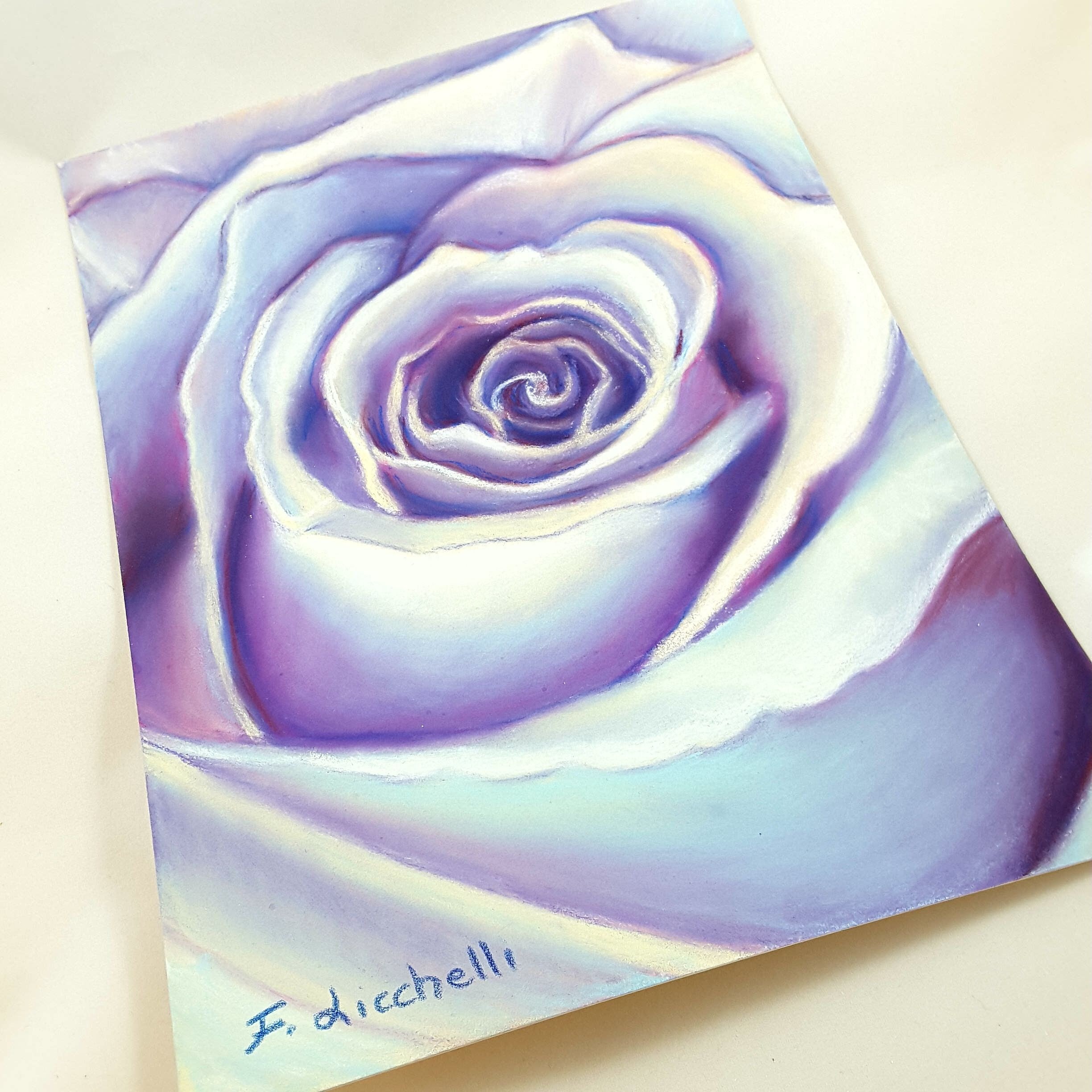 Purple Rose Pastel Drawing, Rose Original Art, Soft Pastel on Pastelmat ...